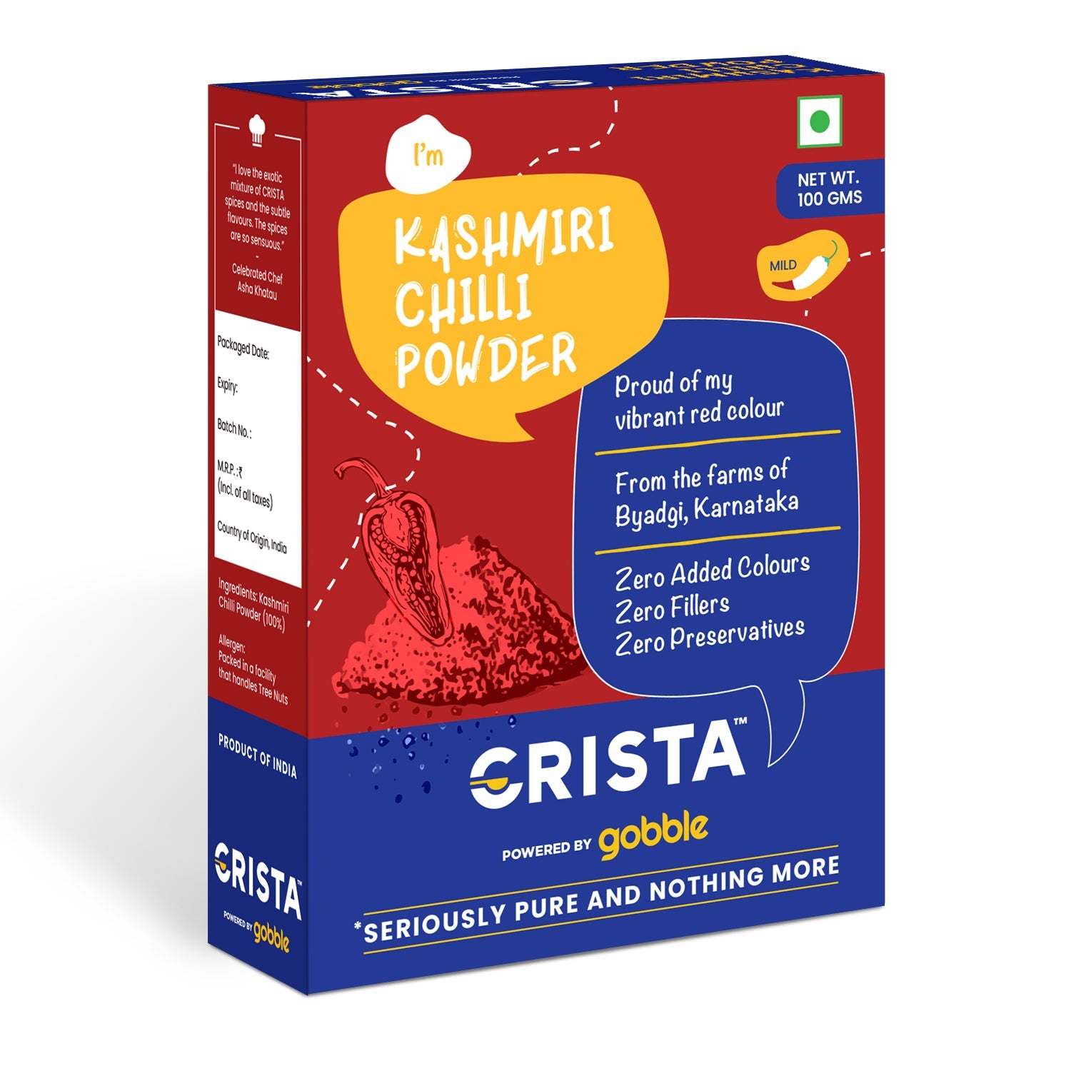 Buy Kashmiri Chilli Powder 100 gms Online | Crista Spices